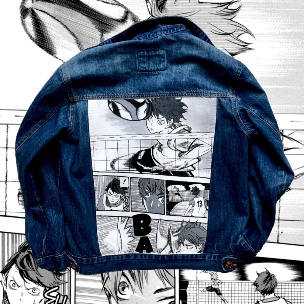 Haikyu Hand Painted Manga Panel Denim Jacket - Gem